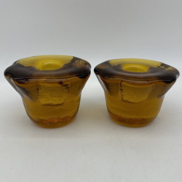 BLENKO | Accents | Vintage Blenko Amber Taper Candle Holder Set Mcm ...